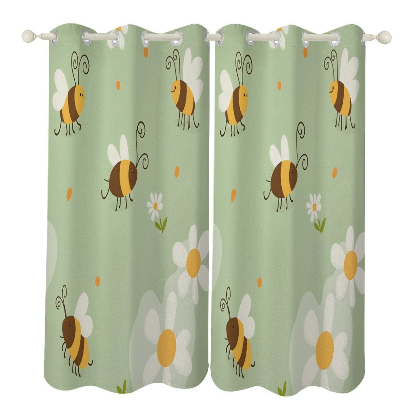 Bee Daisy Garden Print(1)-1 2 Panels Blackout Curtains for Bedroom ...