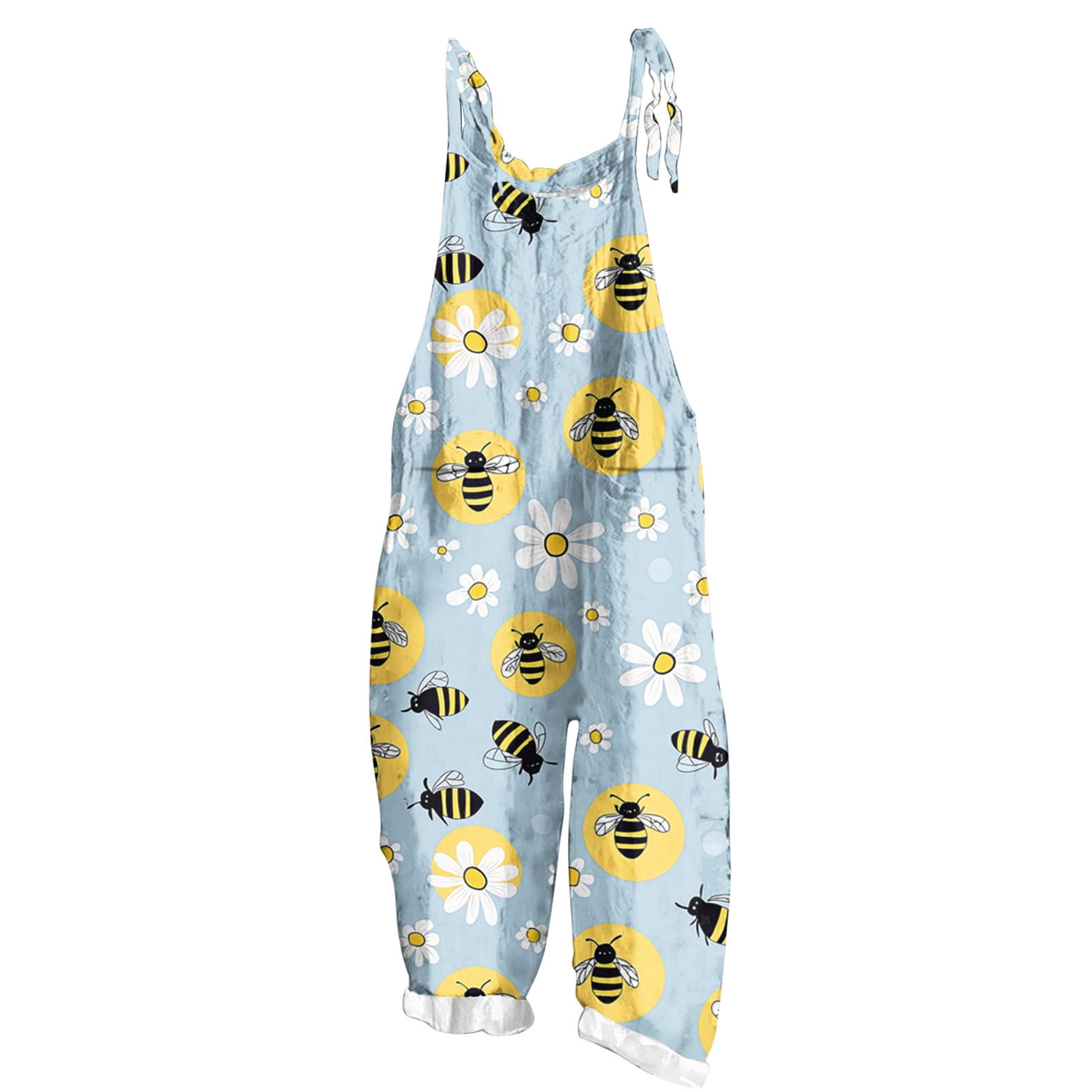 Bee Day Fashion Bib Pants for Women Funny Printed Vintage Harem ...
