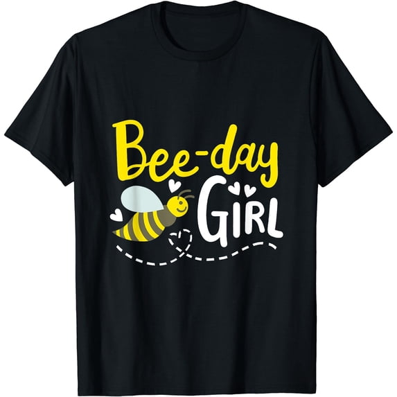 Bee-Day Girl Cute Bee Birthday Party Matching Family Kids T-Shirt ...