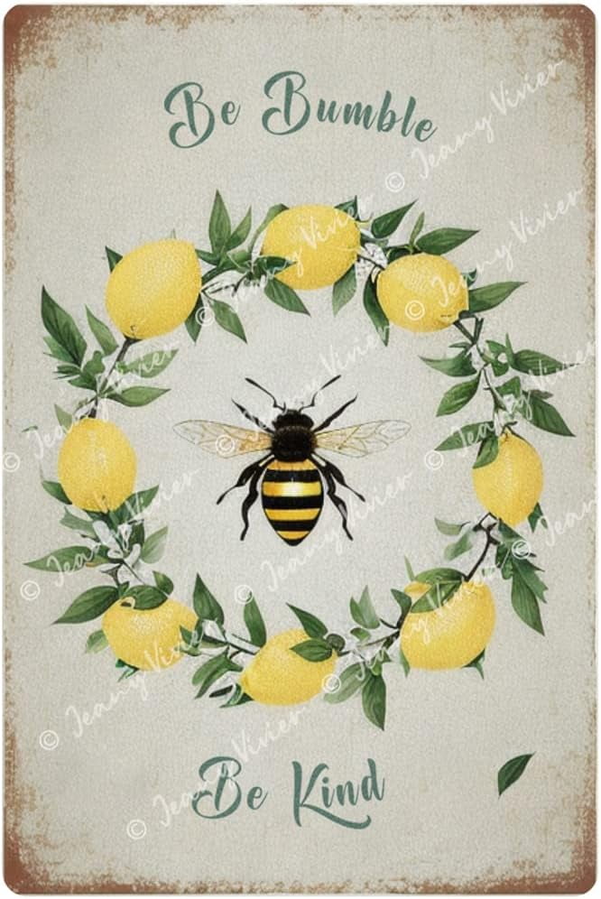 Bee Decor, Bee & Lemon Door Hanger, Be Kind Be Bumble Welcome Signs for ...