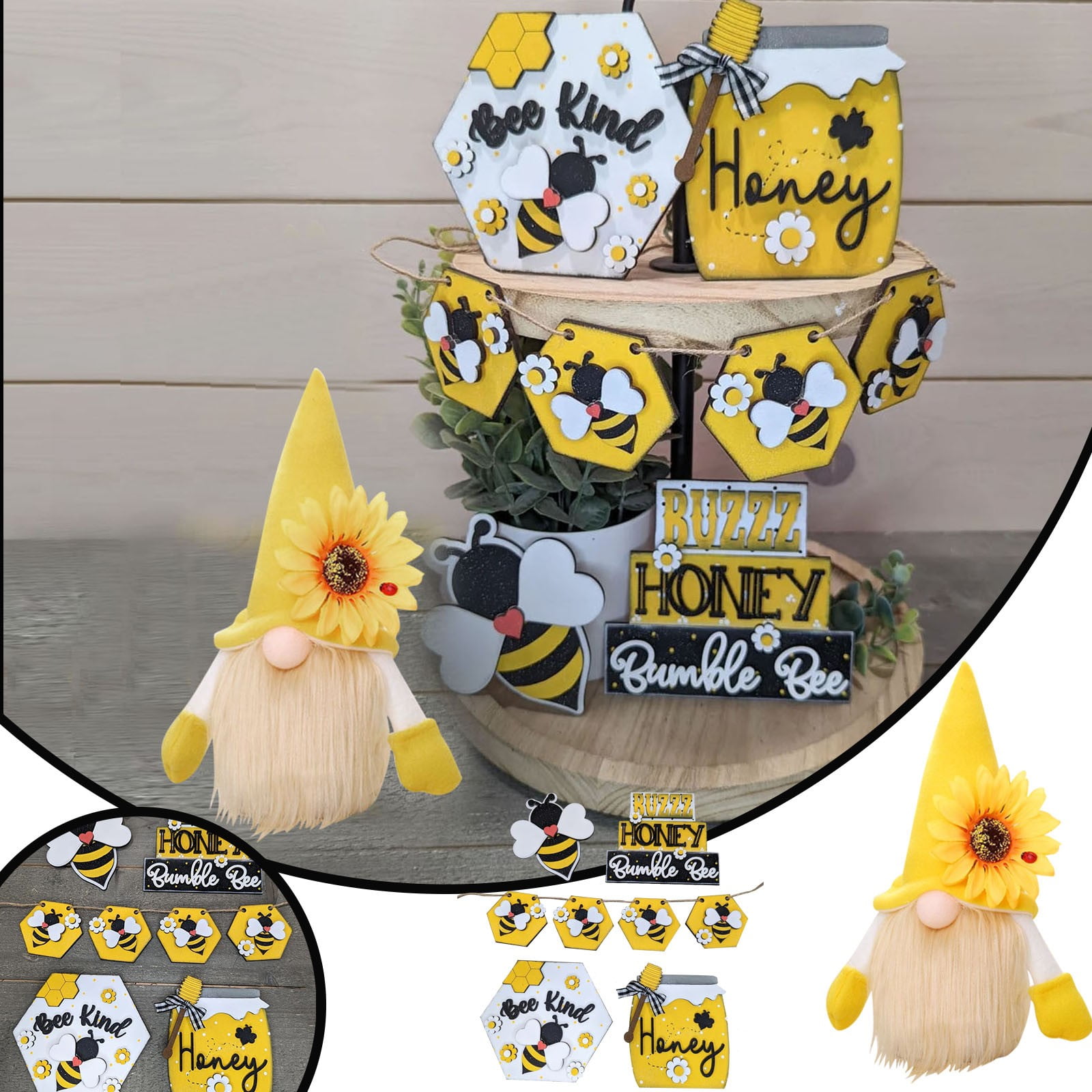 Bee Decoration 9 Small Bees Dwarf Layered Tray Decoration Set Farmhouse ...