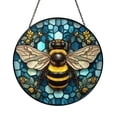 Bee Design with Honeycomb Motif Stained Glass Window Art - Walmart.com