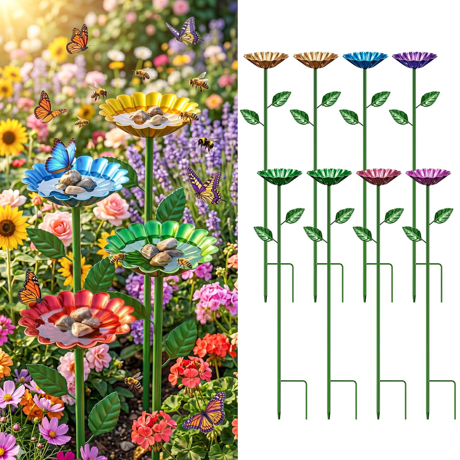 Bee Drinkers 4 Pack Bee Watering Station for Garden Decor Outside Metal ...