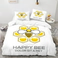 Bee Duvet Cover Set Yellow White Black Cartoon Angry Bee 3D Printed for ...