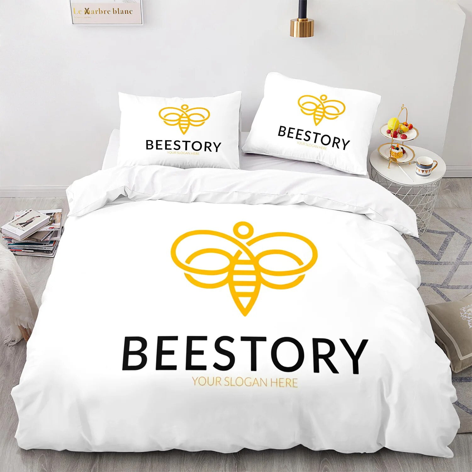 Bee Duvet Cover Set Yellow White Black Cartoon Angry Bee 3D Printed for ...