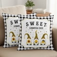 Bee Dwarf Pillow Covers Set of 2, Sweet Gnomes Black White Plaid Farm ...