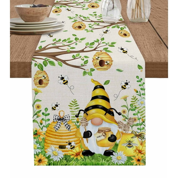 Bee Dwarf Sunflower Daisy Branch Hycomb Table Runner Home Wedding Table ...
