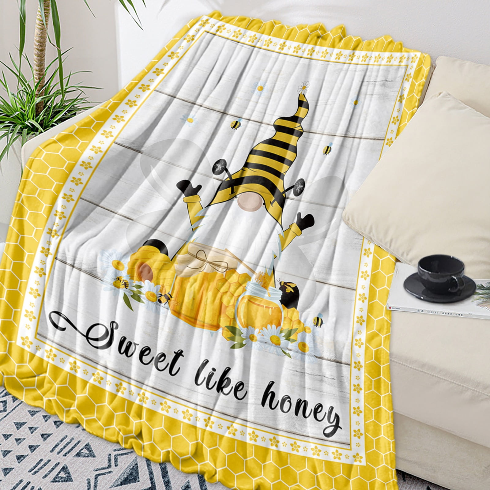 Bee Dwarf Throw Blanket Warm Plush Blankets Portable Travel Camping ...