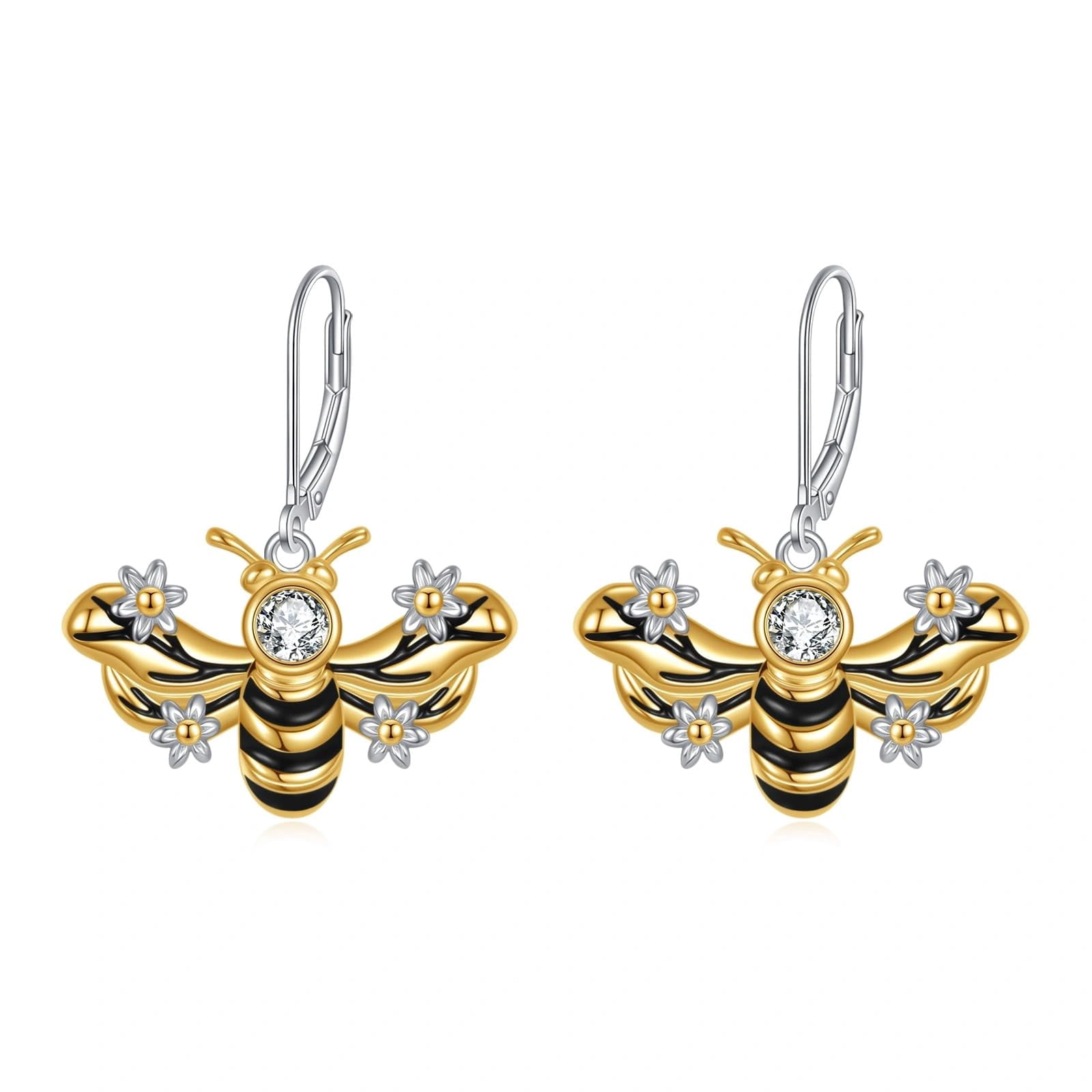 Bee Earrings for Women 14K Gold Plated Sterling Silver Bee Dangle ...