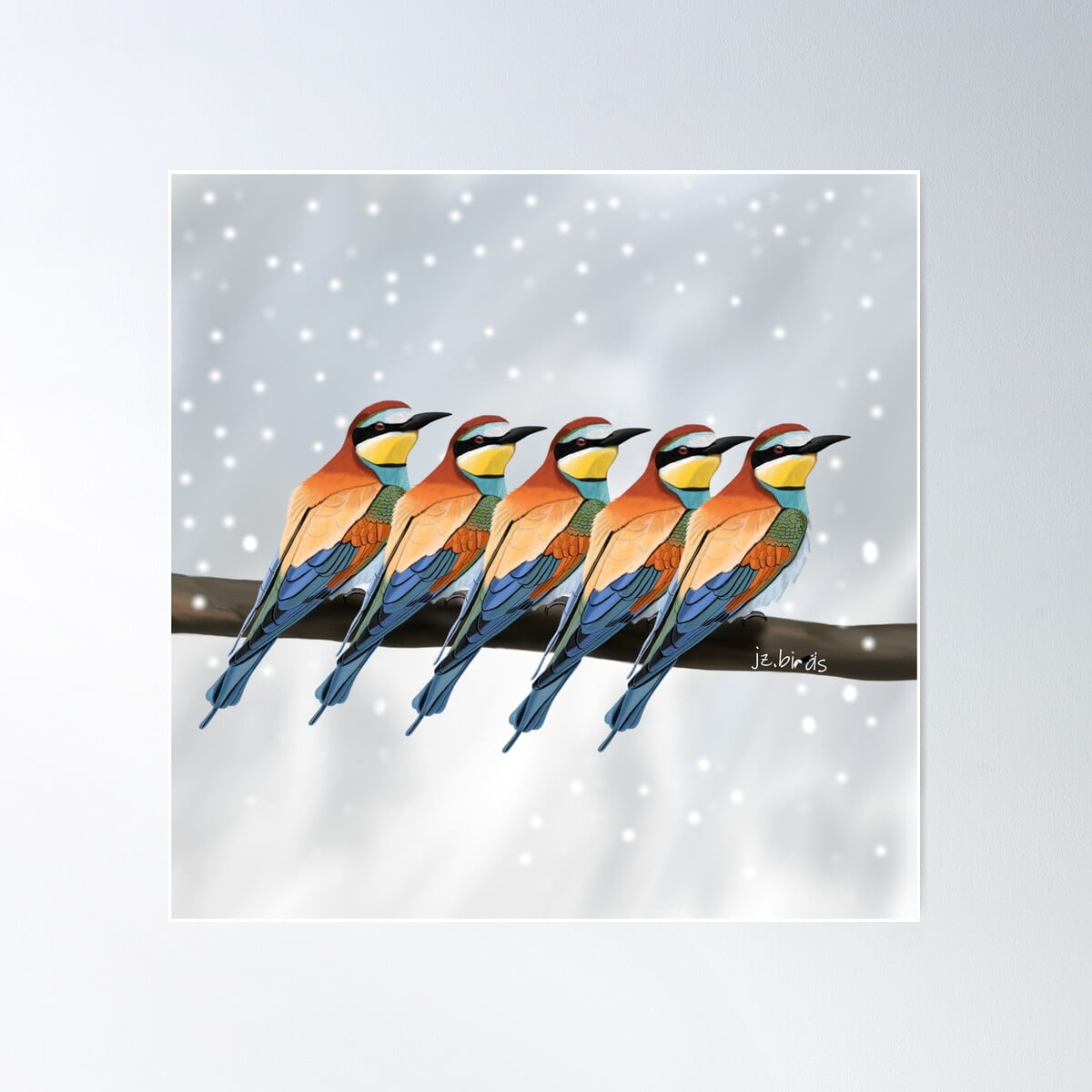 Bee-Eater Bird Painting Poster Wall Art, Modern Wall Decor For Living ...