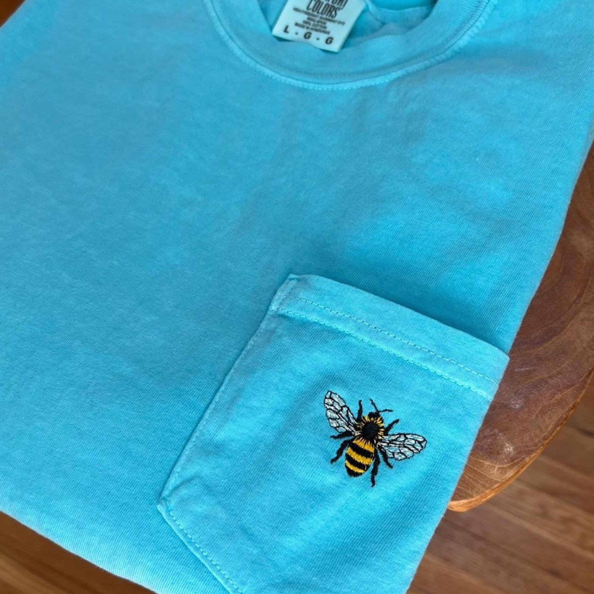 Bee Embroidered Pocket TShirt Boho Bee Lover Gift - Walmart.com