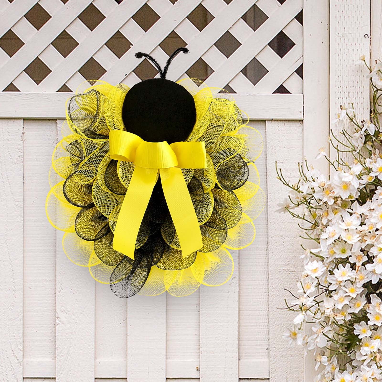Bee Festival Mesh Garland Hanging Ornaments Easter Bee Wreath Door ...