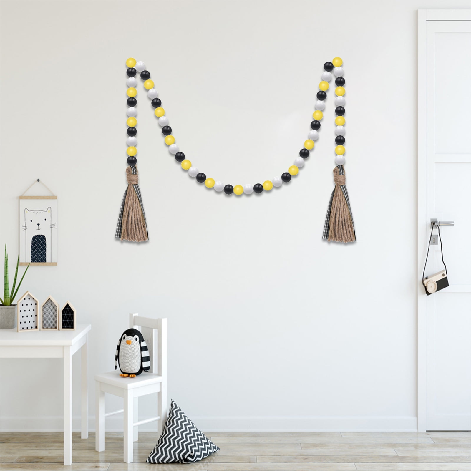 Bee Festival Room Decor Natural Rope Garland English Hang Tag Fringe Creative Bees Two Tone ...