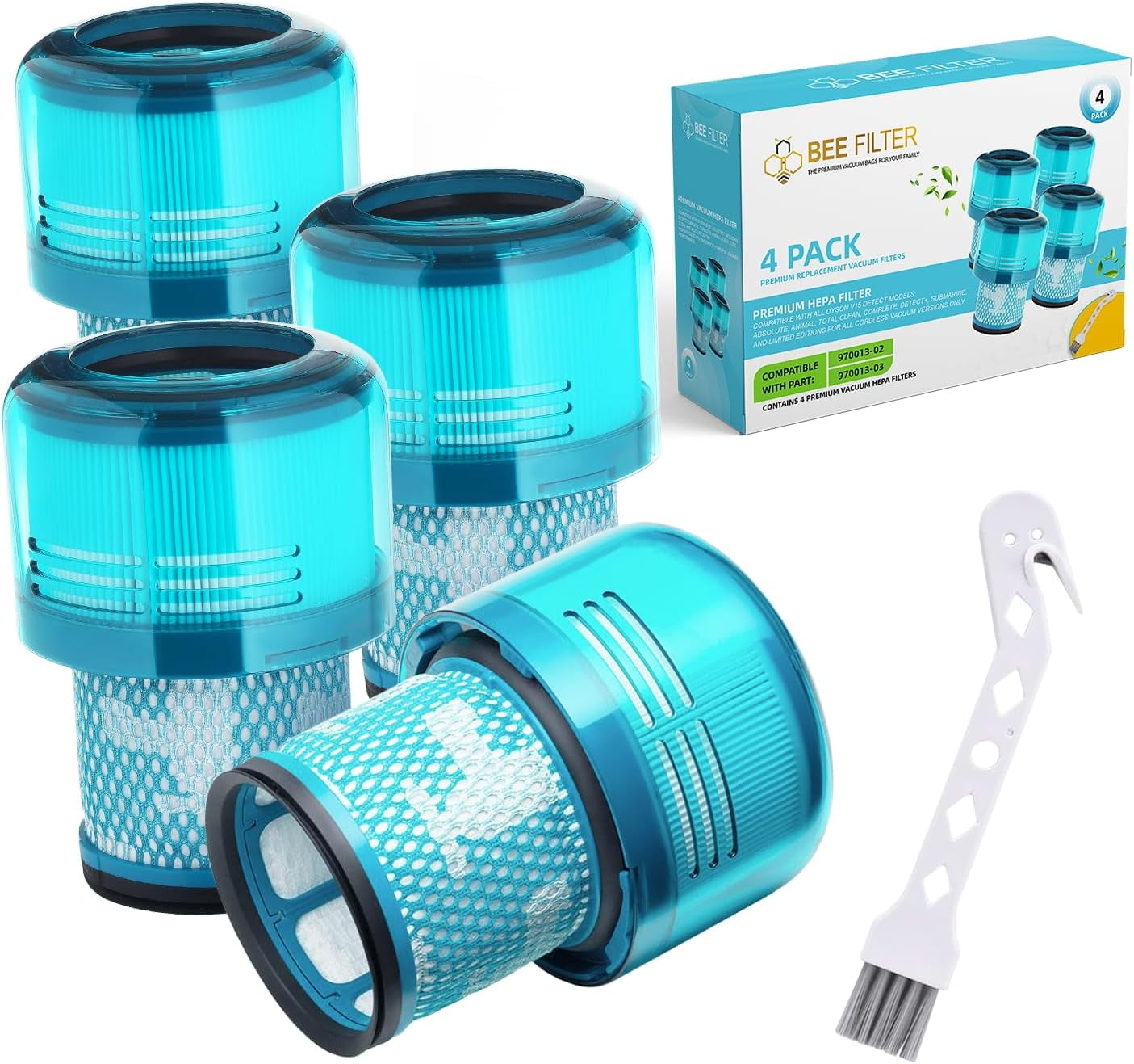 Bee Filter 4-Pack Blue Premium True HEPA Replacement Filters Compatible ...