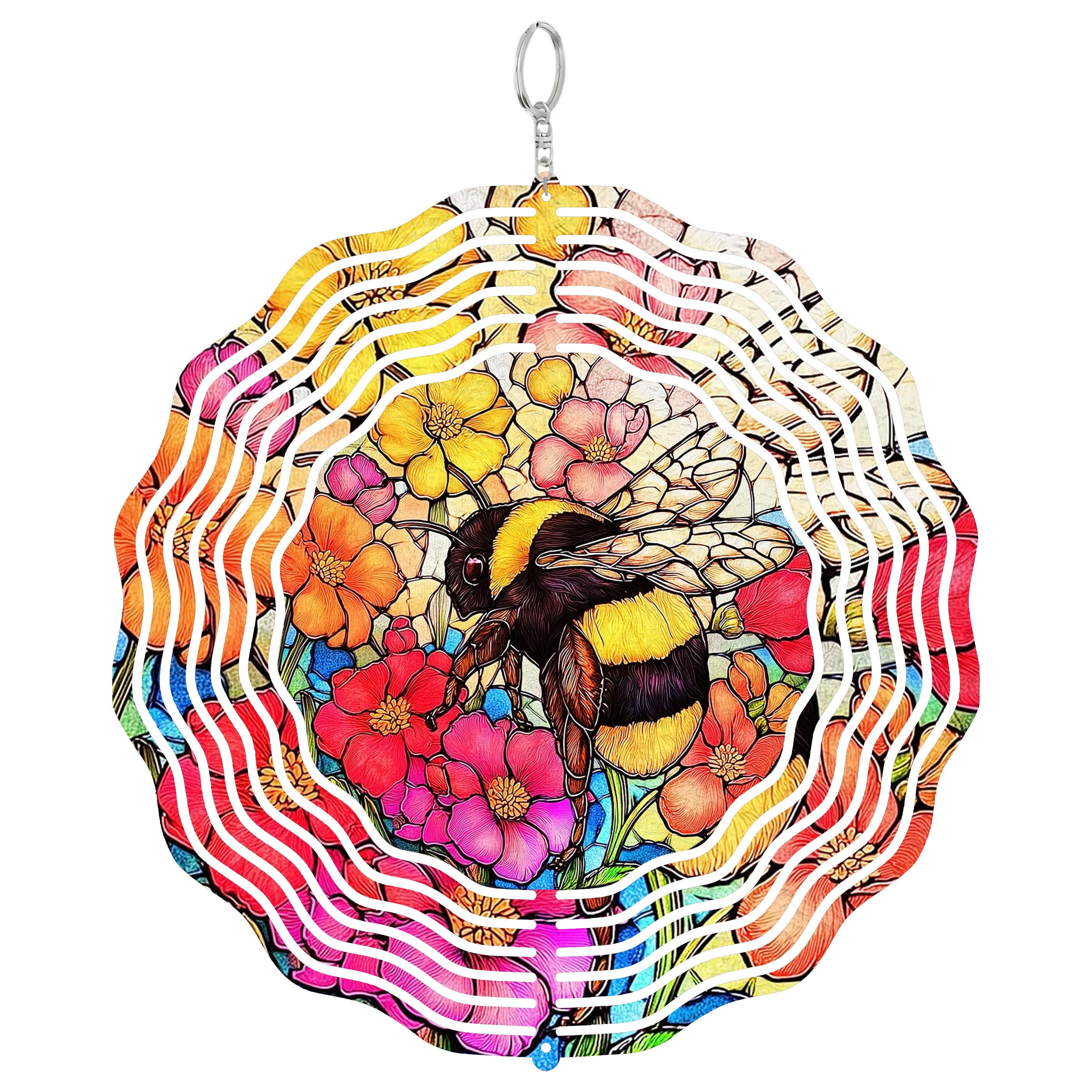 Bee Floral 3D Wind Spinner, Bumblebee Round Outdoor Decor - Walmart.com