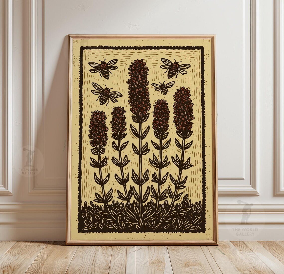 Bee Floral Illustration Mustard Botanical Insect Nature Poster Art ...