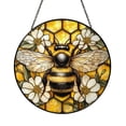 Bee Floral Pattern Stained Glass Style Suncatcher – Window Hanging ...