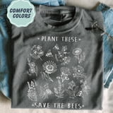 Bee Floral Shirt Plant These Save The Bees Graphic Tshirt Botanical ...