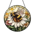 Bee Floral Suncatcher Window Hanging, Vibrant Stained Glass Style ...