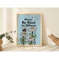 Bee Flower Be Kind Retro Flowers Botanical Blue Cute Decor Unframed ...