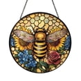Bee Flower Glass Suncatcher for Window Decor, Botanical Light Catcher ...