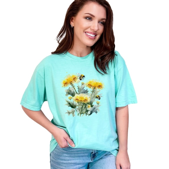 Bee and Flower Graphic T Shirt, Nature Inspired Tee, Floral Bee Design ...