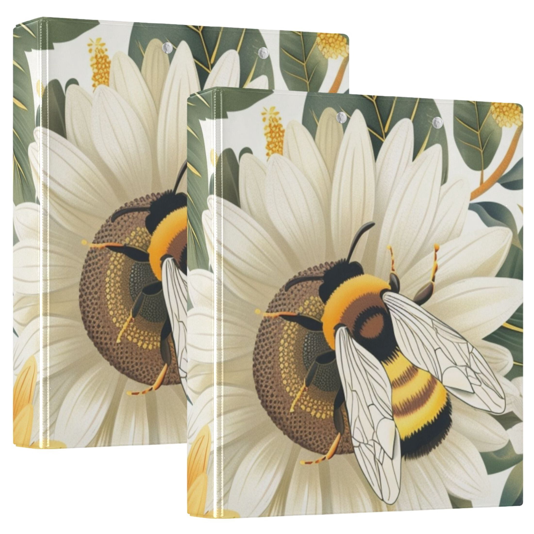 Bee Flowers 3 Ring Binders 1.5 inch Hardcover File Folders with ...