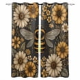 Bee Flowers Blackout Curtains for Bedroom Living Room Darkening ...