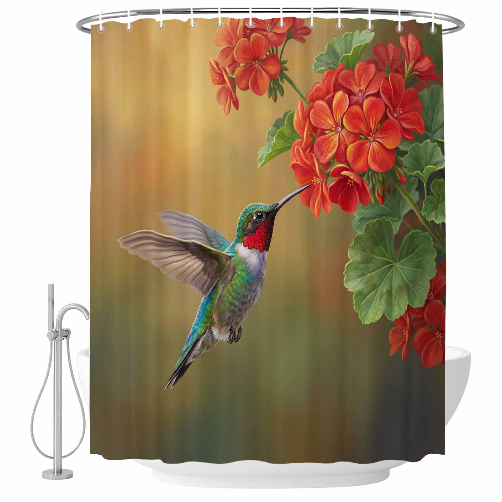 Bee Flowers Shower Curtain Set - 48" x 72" Washable Bathtub Curtain ...