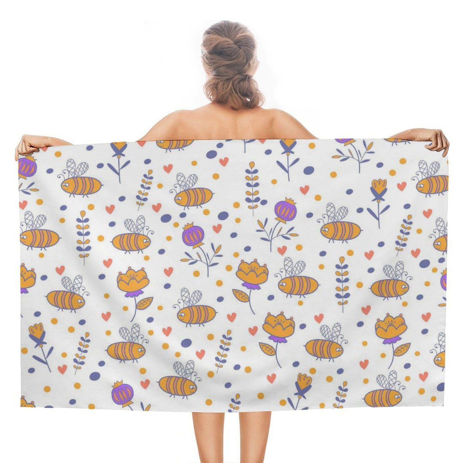 Bee Flowers Thin Beach Towel,Large Big Soft Clearance Pool Swim Travel ...
