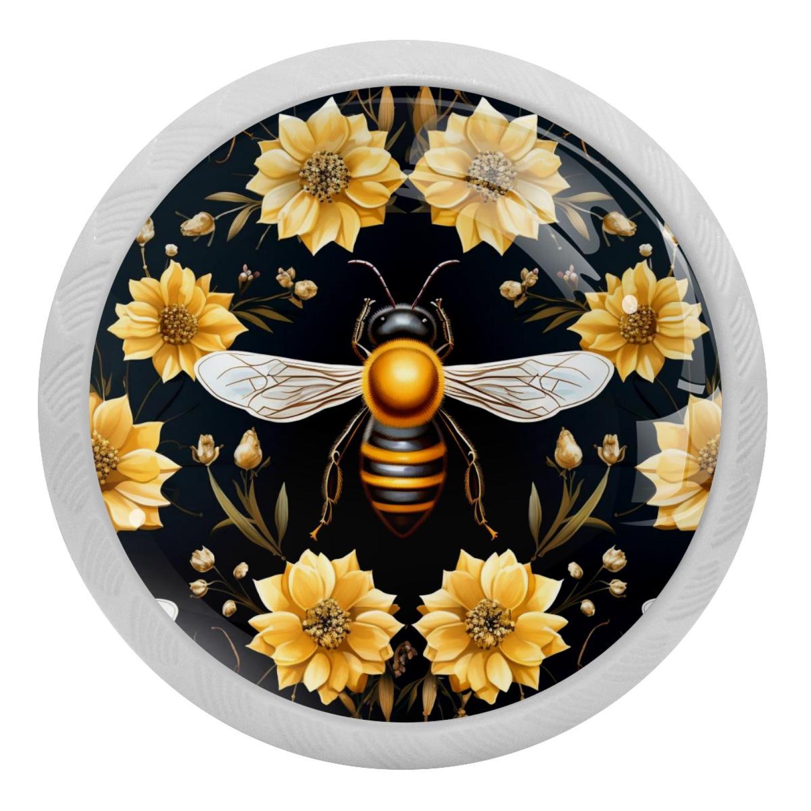 Bee Fluorescent Drawer Pulls: Round 4-Pack Glow-in-the-Dark Knobs for ...