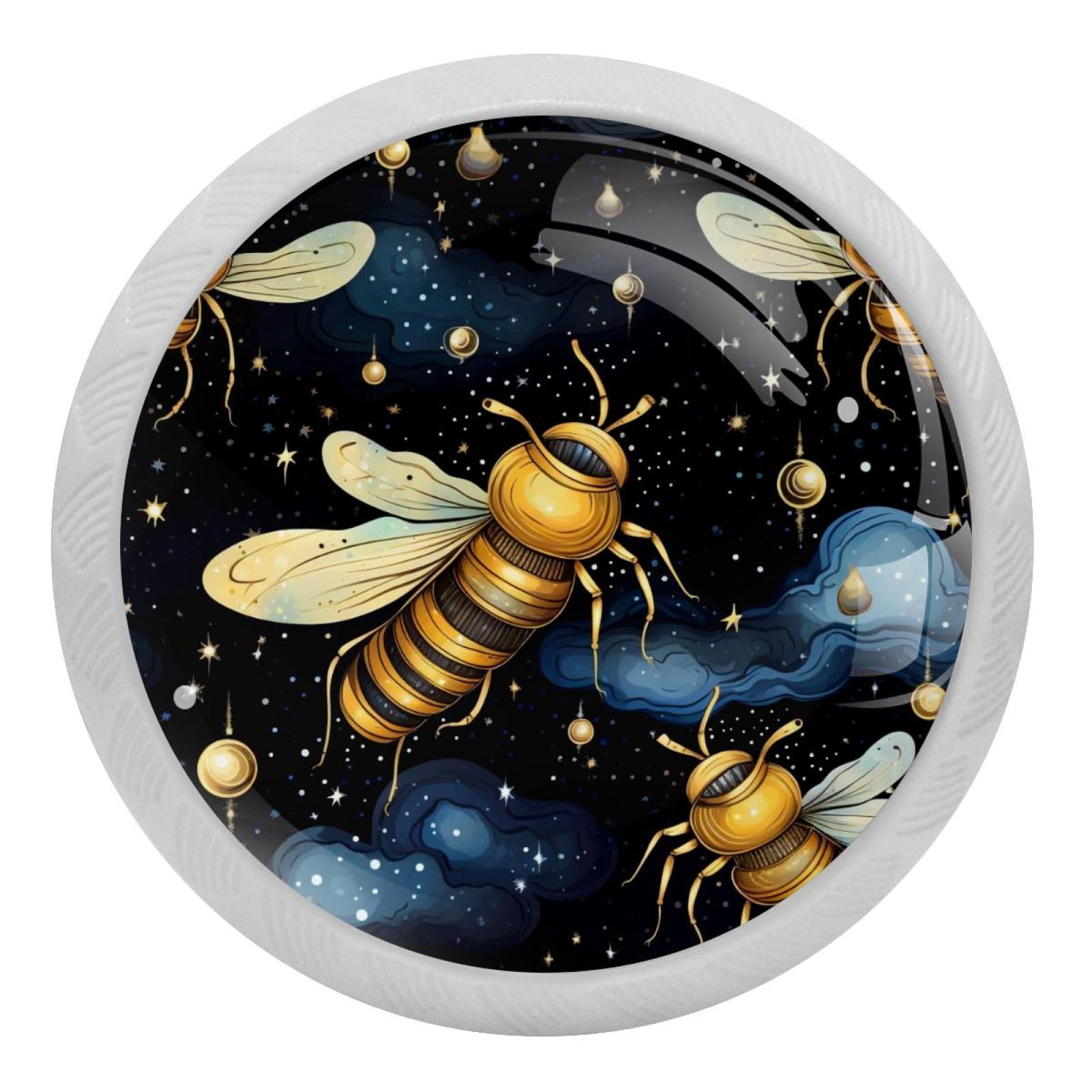 Bee Fluorescent Drawer Pulls: Round 4-Pack Glow-in-the-Dark Knobs for ...