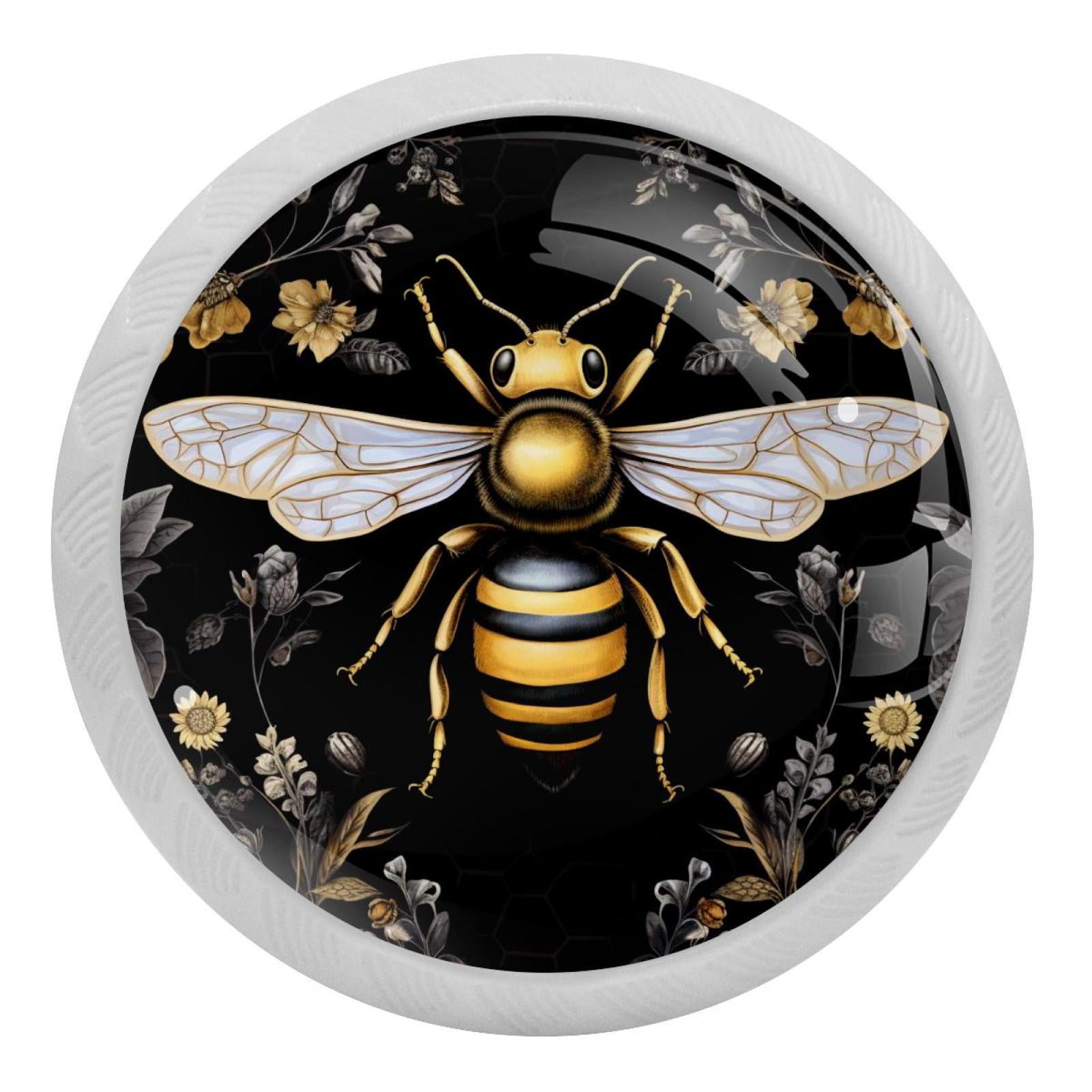 Bee Fluorescent Drawer Pulls - Round 4-Pack Glow-in-the-Dark Knobs for ...