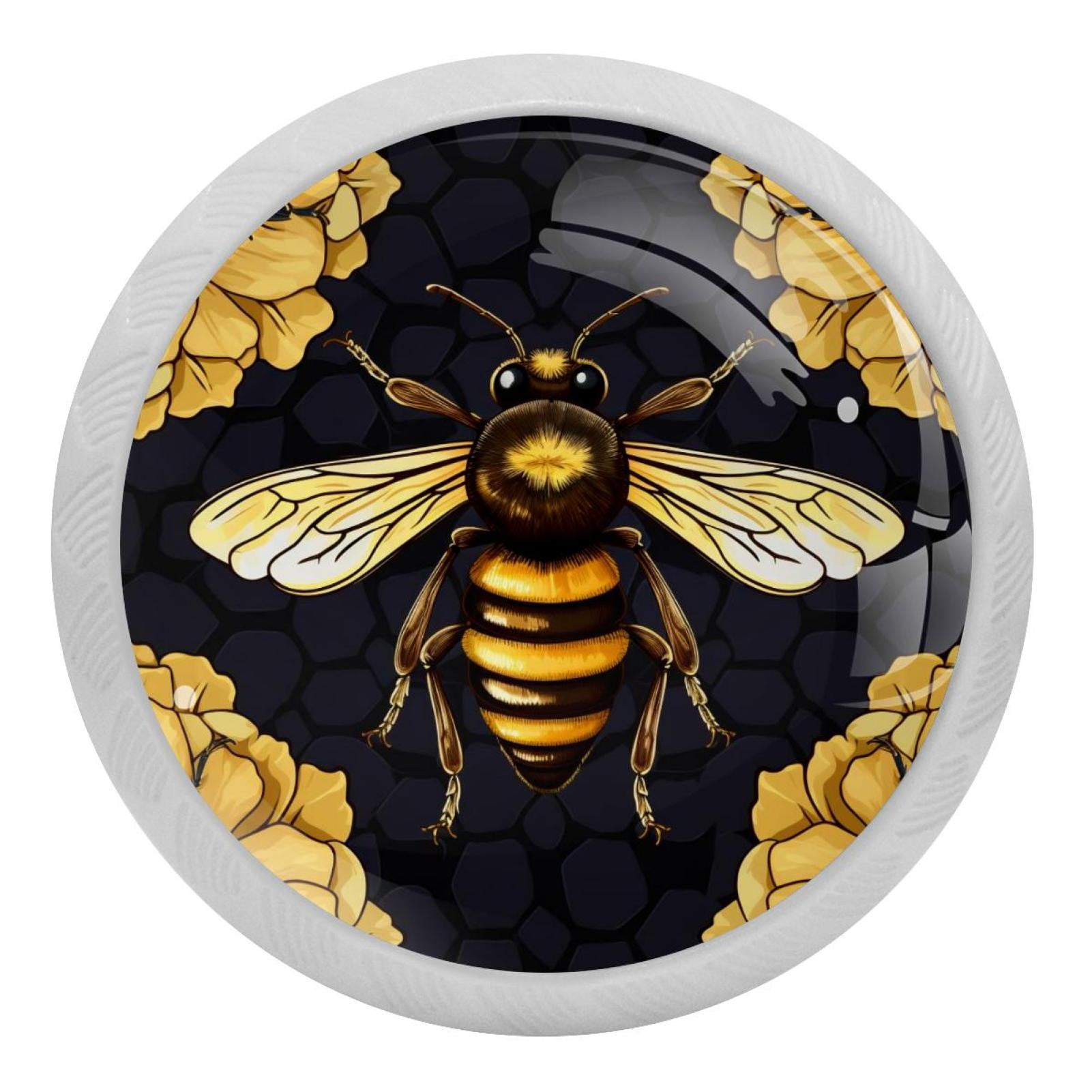 Bee Fluorescent Drawer Pulls with Screws - Round 4-Pack Glow-in-the ...