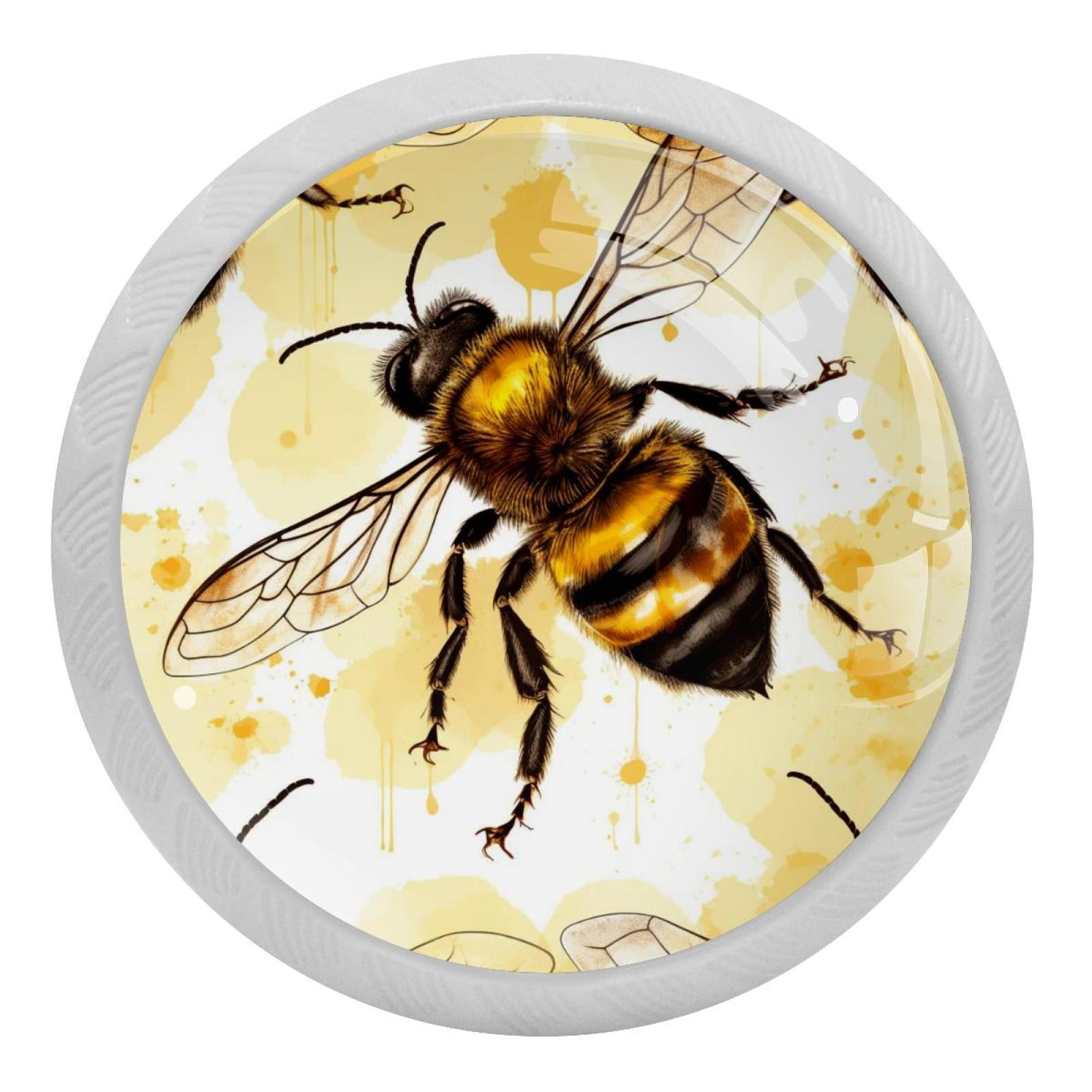 Bee Fluorescent Drawer Pulls with Screws - Round 4-Pack Glow-in-the ...