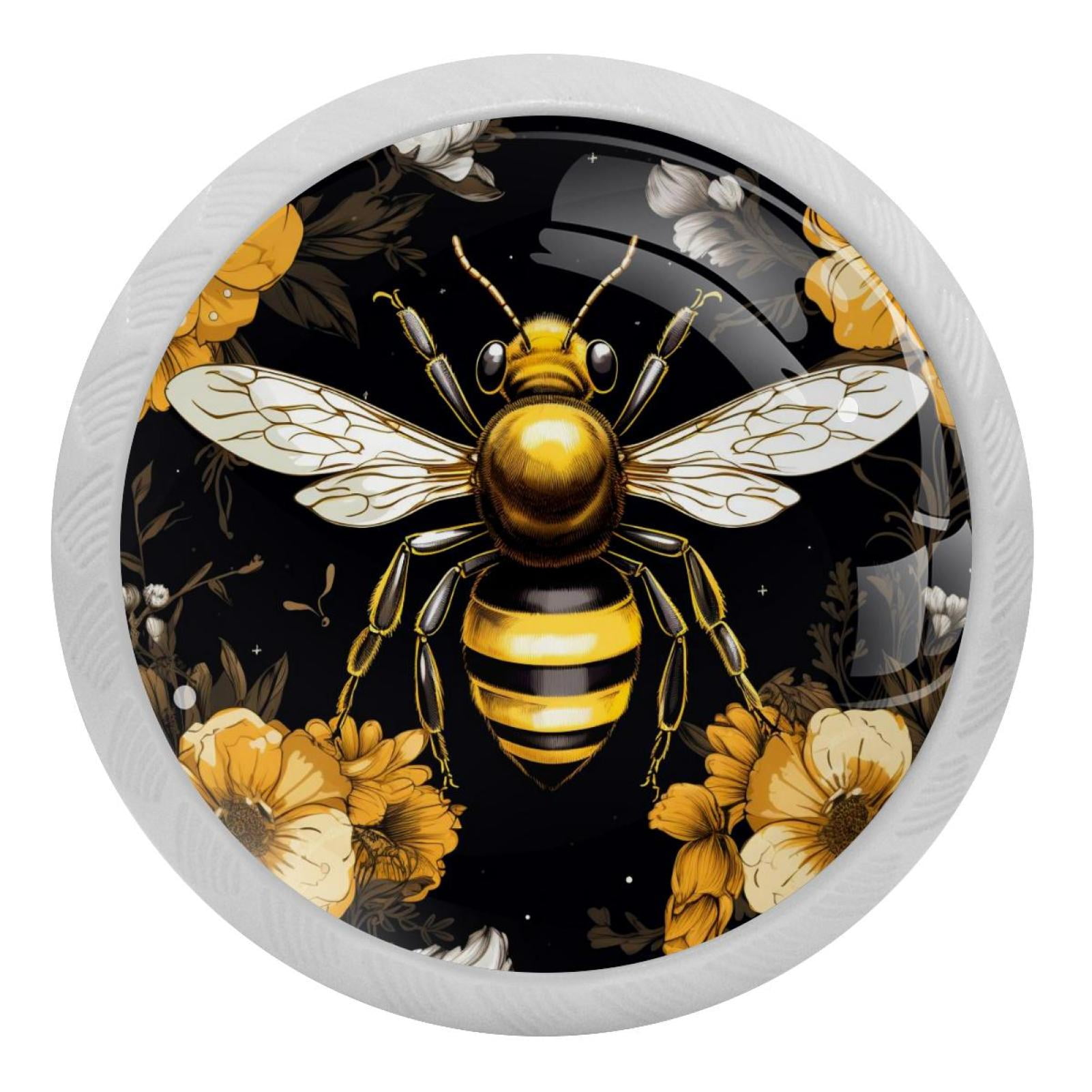 Bee Fluorescent Drawer Pulls with Screws - Round 4-Pack Glow-in-the ...