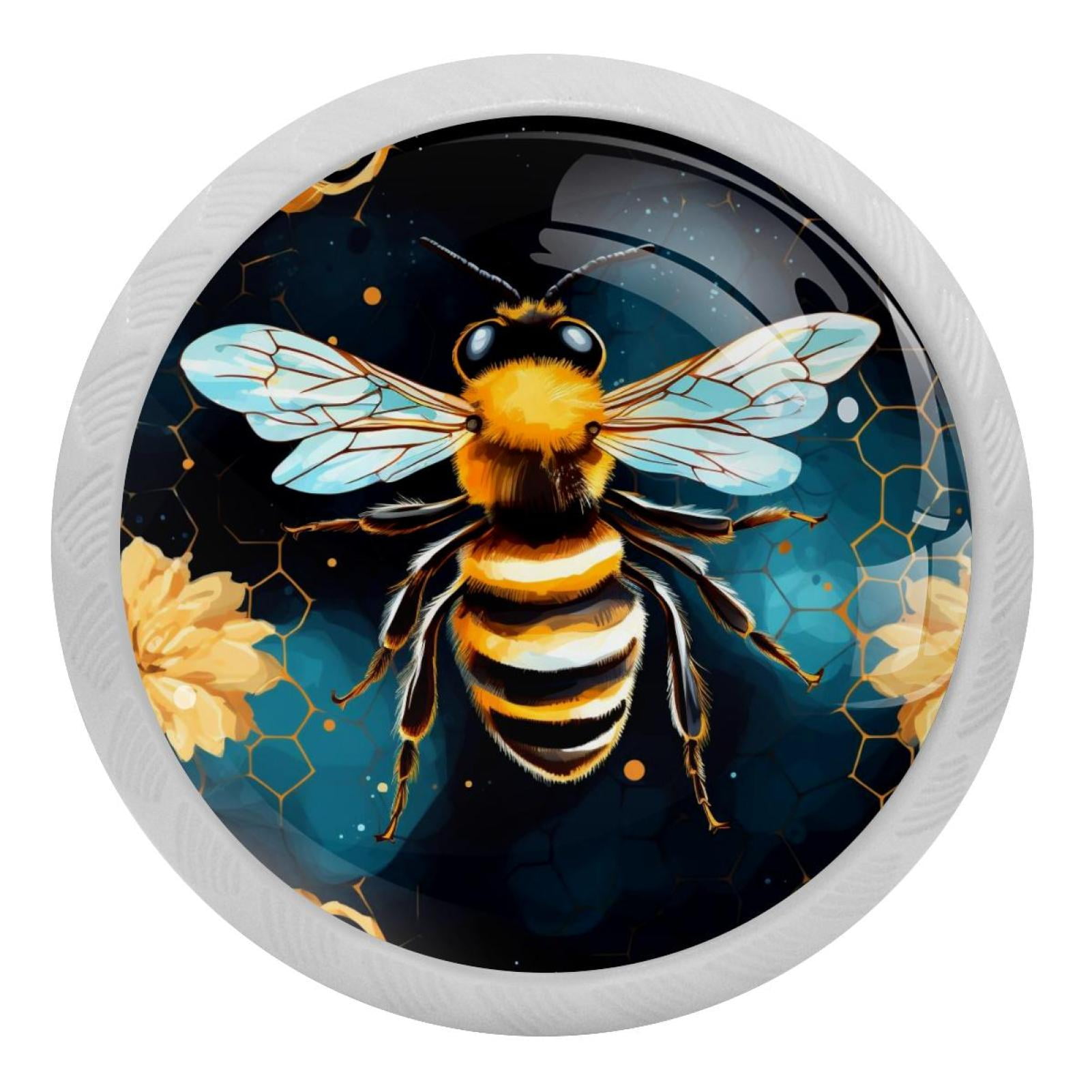 Bee Fluorescent Drawer Pulls with Screws: Round 4-Pack of Glow-in-the ...