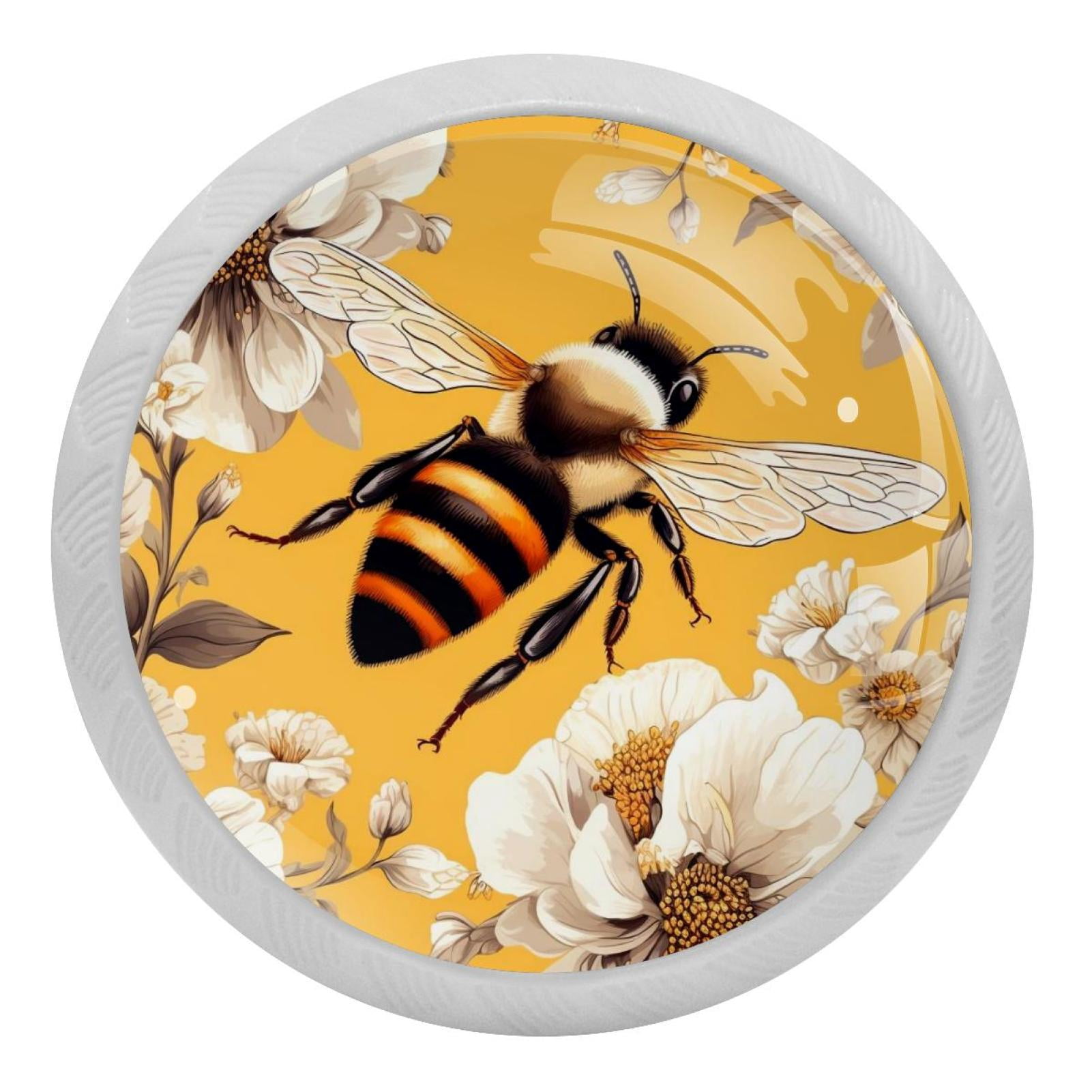 Bee Fluorescent Drawer Pulls with Screws: Round 4-Pack of Glow-in-the ...