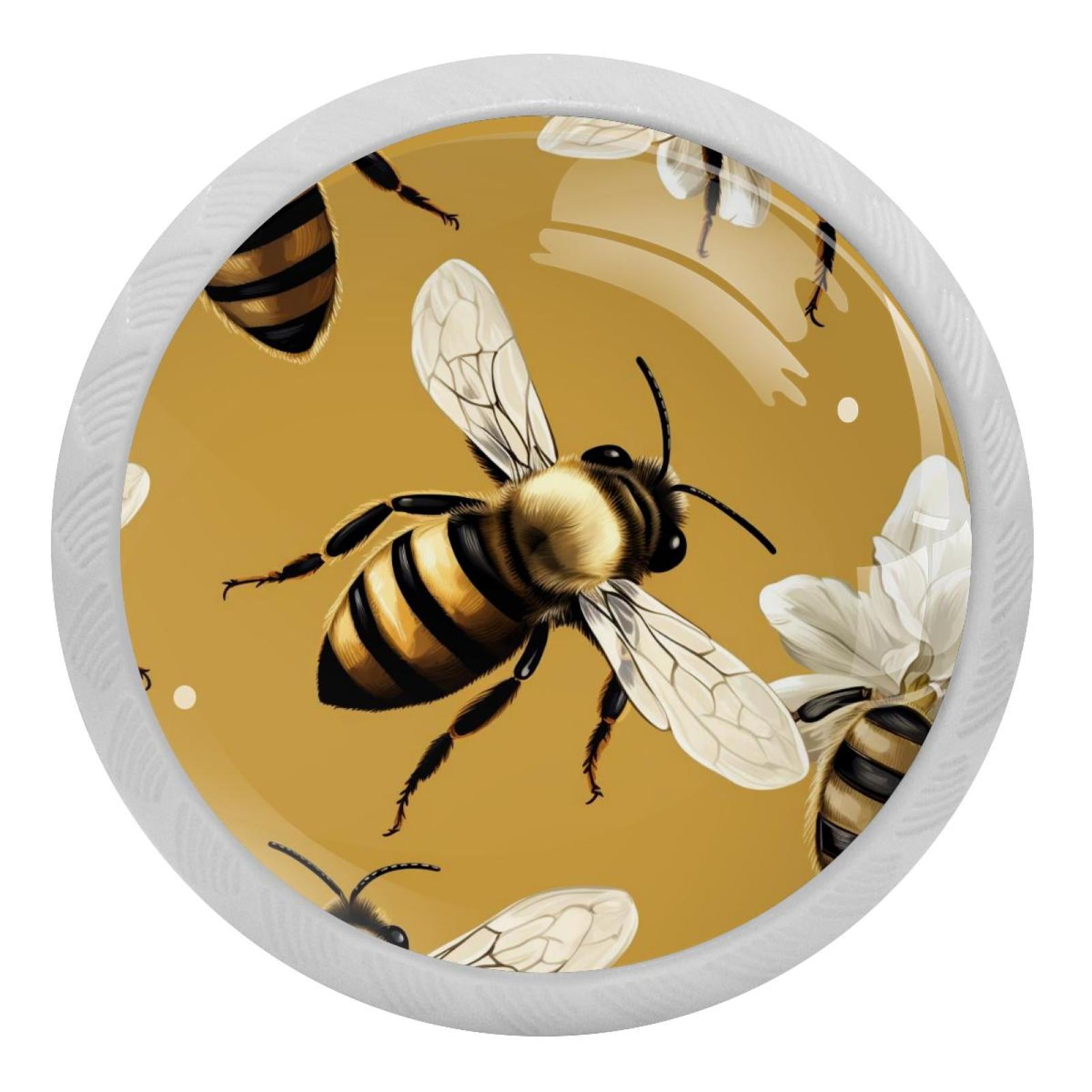 Bee Fluorescent Drawer Pulls with Screws: Round 4-Pack Glow-in-the-Dark ...