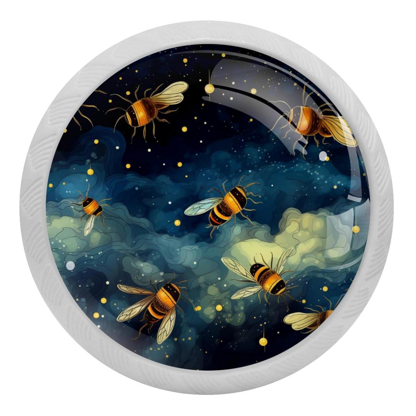 Bee Fluorescent Drawer Pulls with Screws: Round 4-Pack Glow-in-the-Dark ...