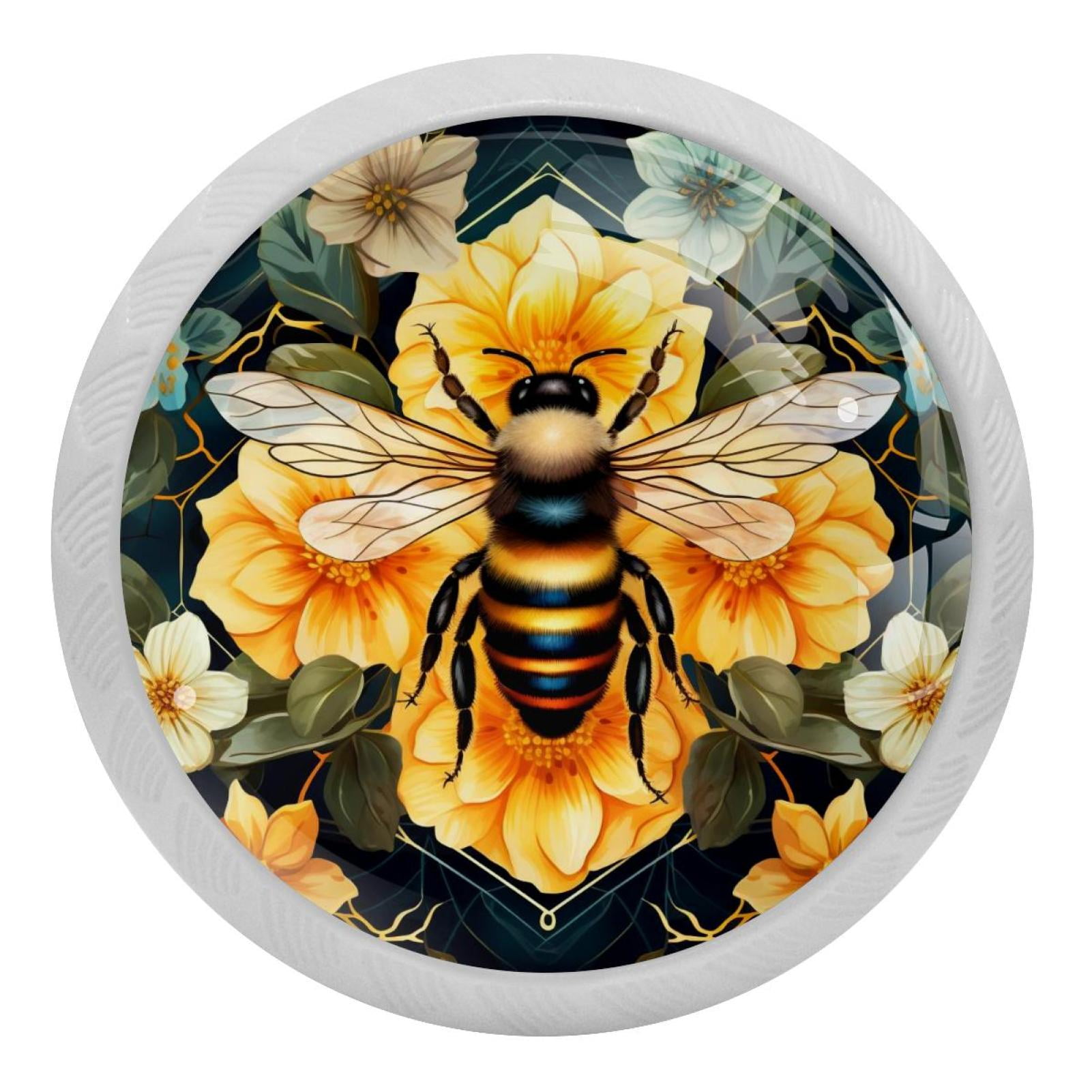 Bee Fluorescent Drawer Pulls with Screws: Round 4-Pack Glow-in-the-Dark ...