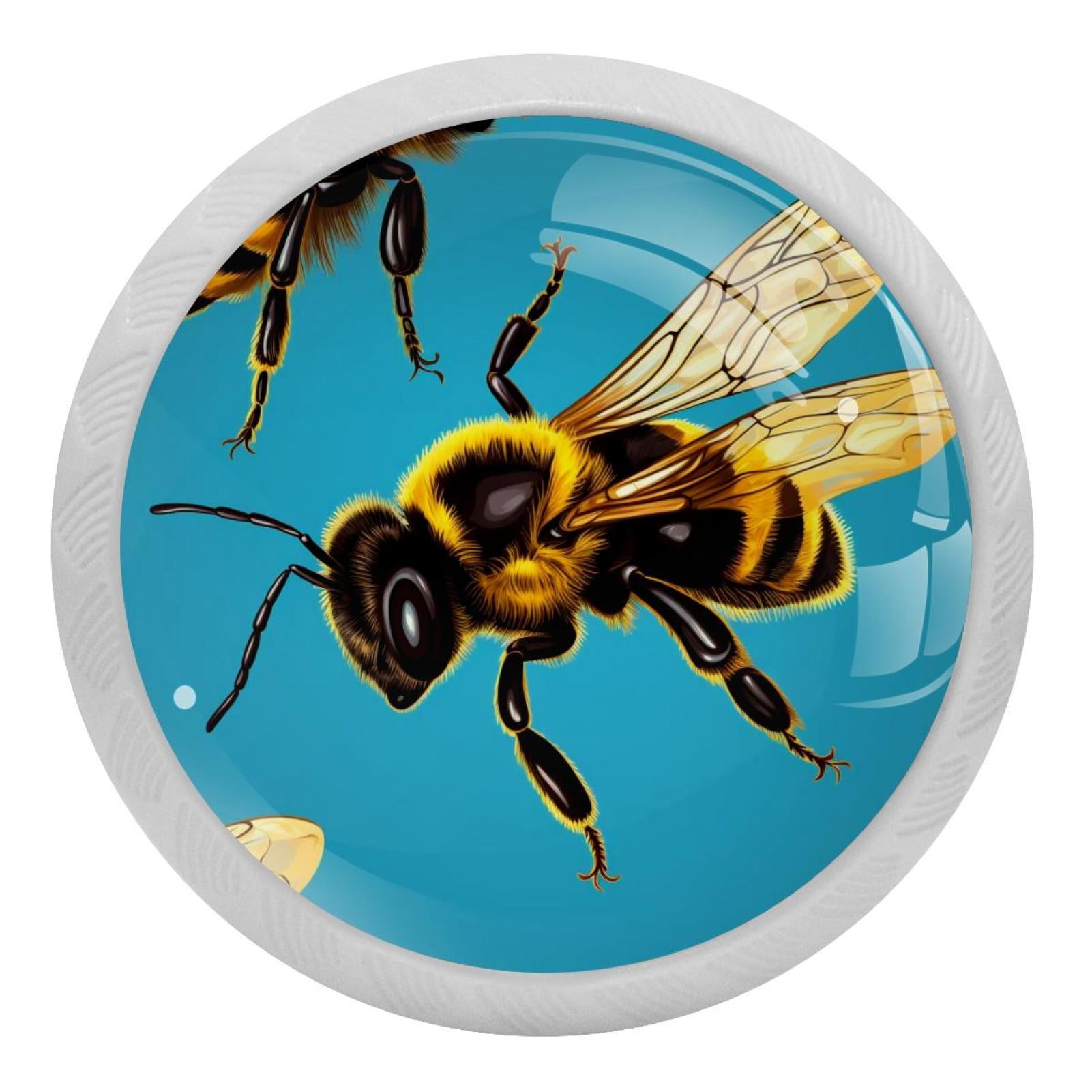 Bee Fluorescent Drawer Pulls with Screws: Round 4-Pack Glow-in-the-Dark ...