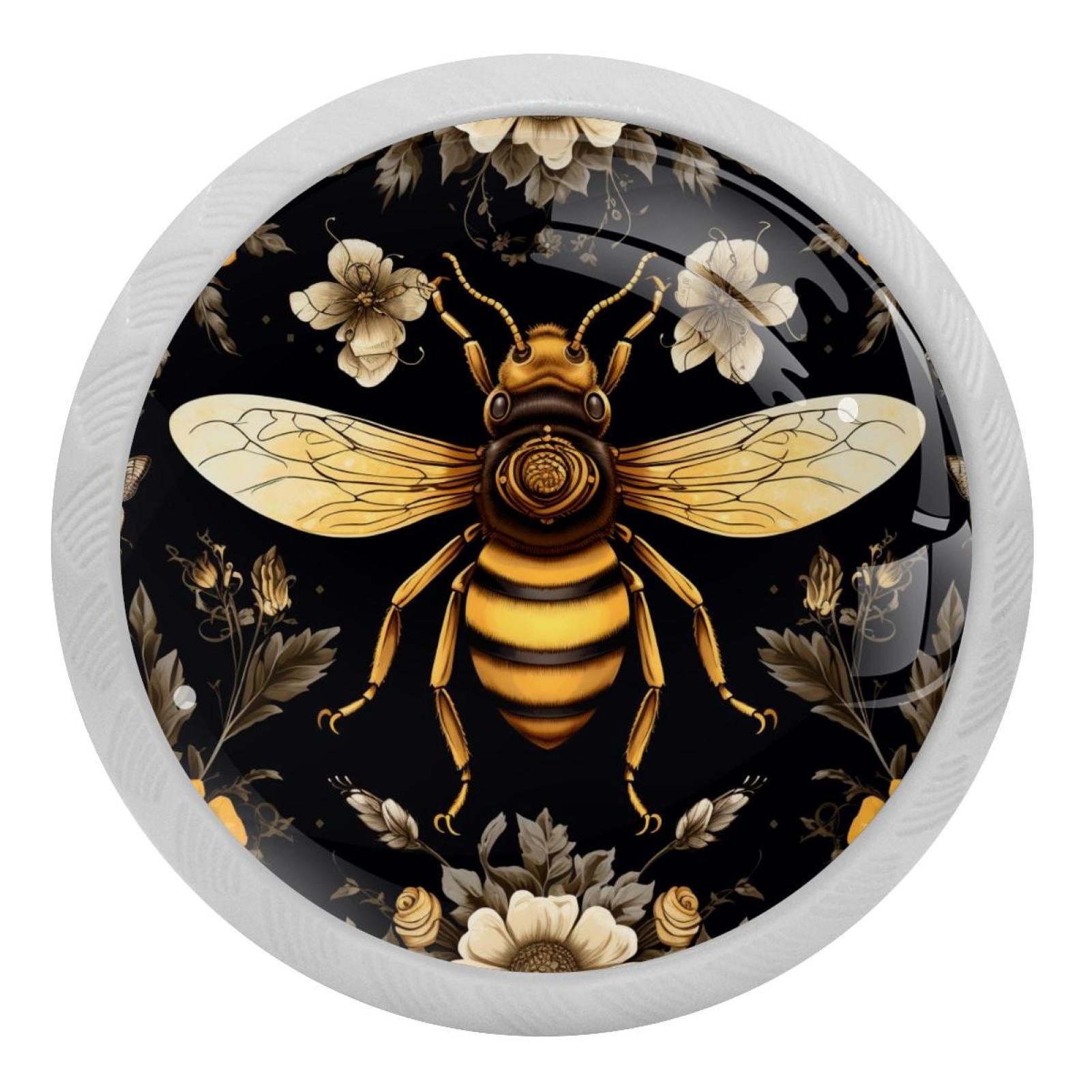 Bee Fluorescent Drawer Pulls with Screws - Round 4-Pack - Glow-in-the ...