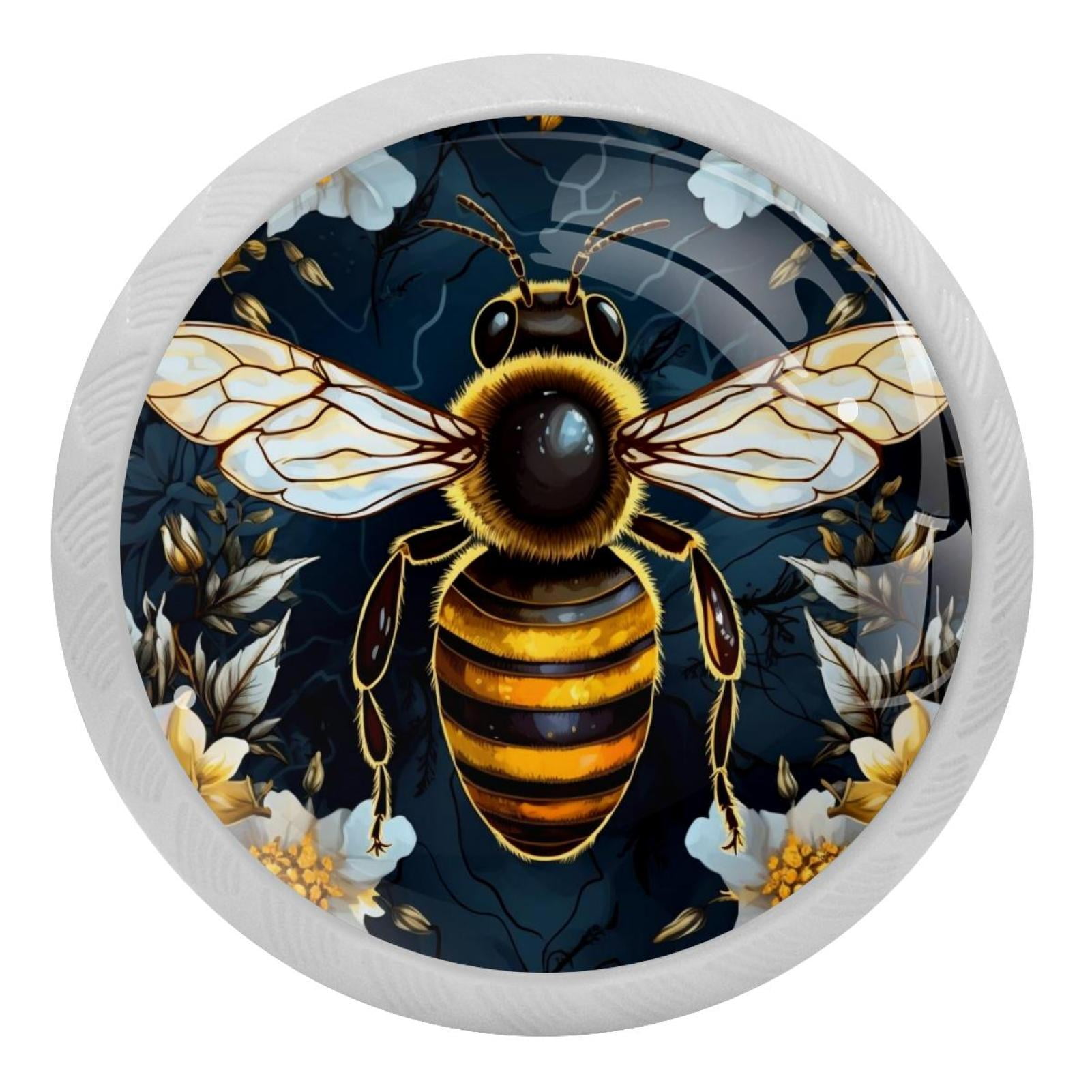 Bee Fluorescent Drawer Pulls with Screws - Round 4-Pack - Glow-in-the ...