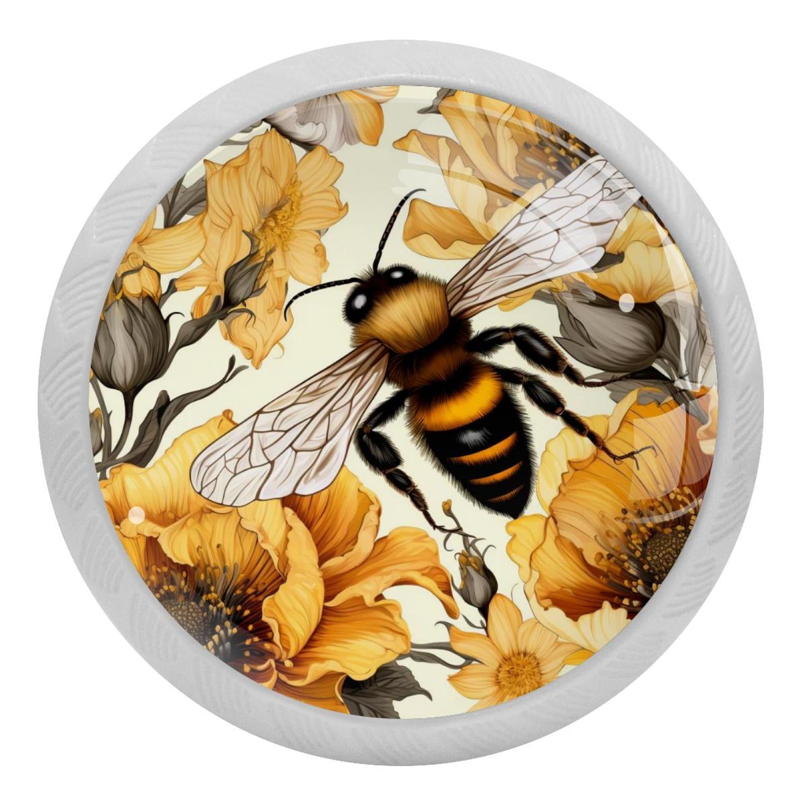 Bee Fluorescent Drawer Pulls with Screws - Round 4-Pack Glow-in-the ...
