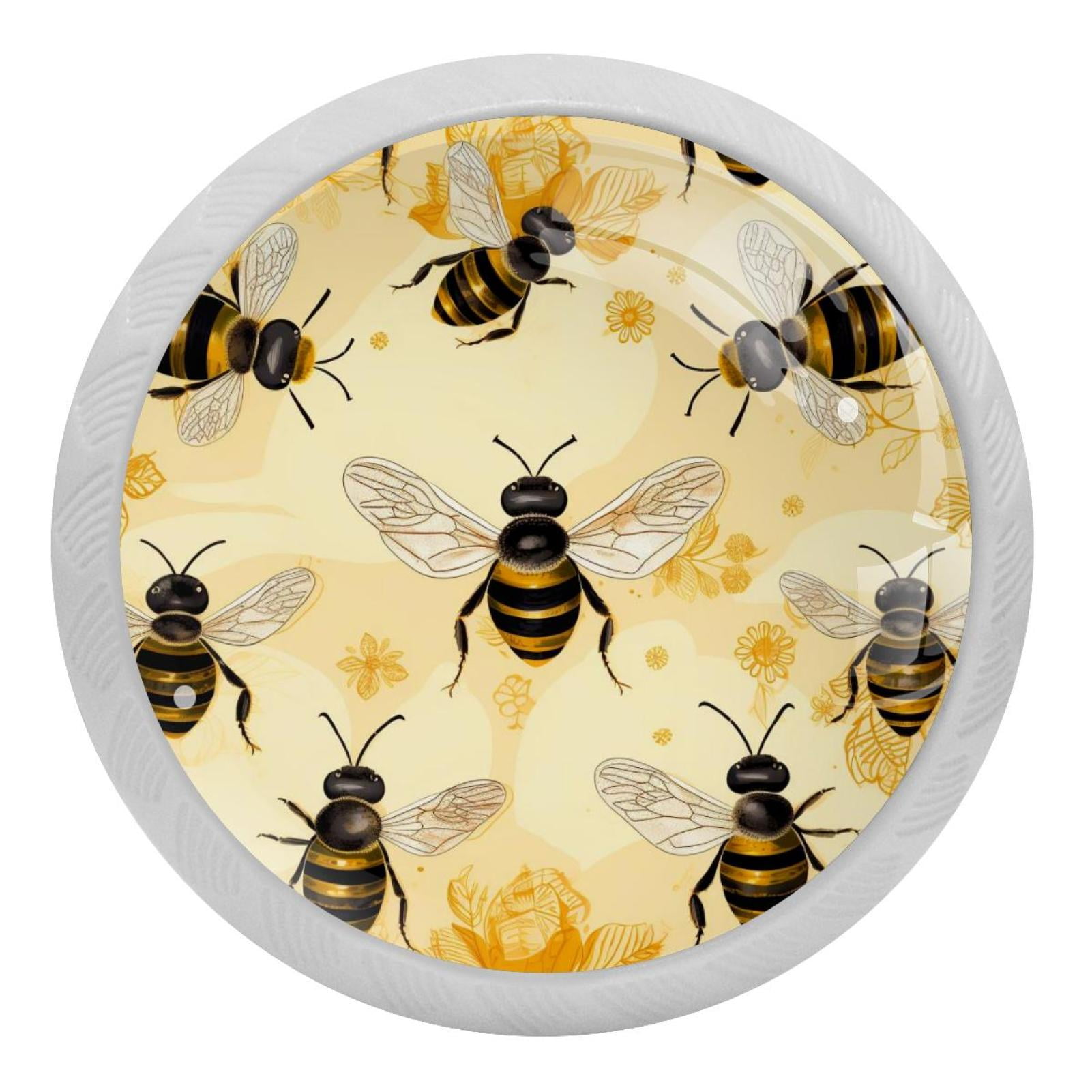 Bee Fluorescent Drawer Pulls with Screws - Round 4-Pack Glow-in-the ...