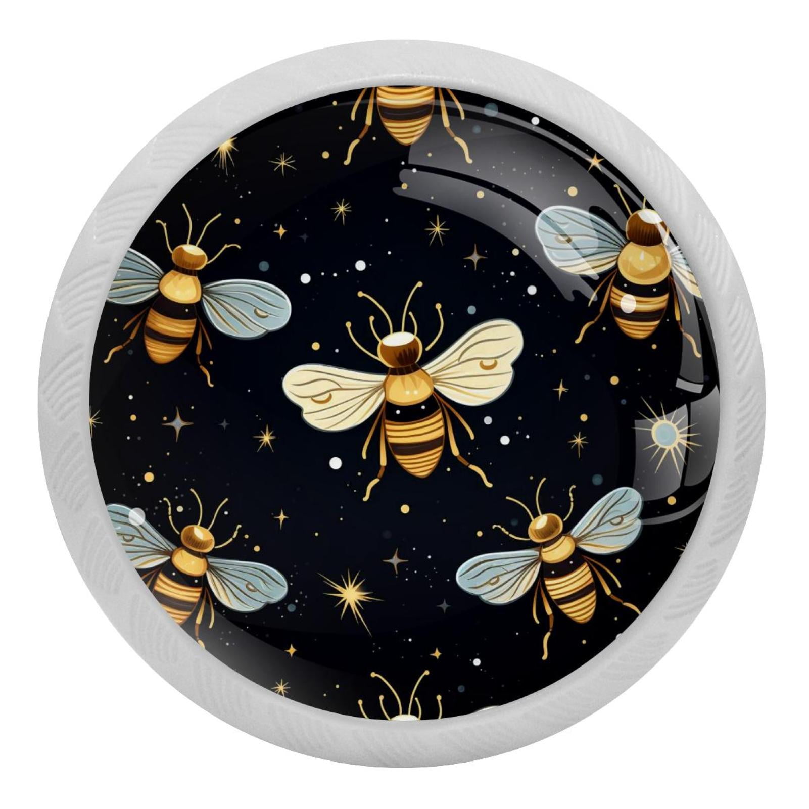 Bee Fluorescent Drawer Pulls with Screws - Round 4-Pack Glow-in-the ...