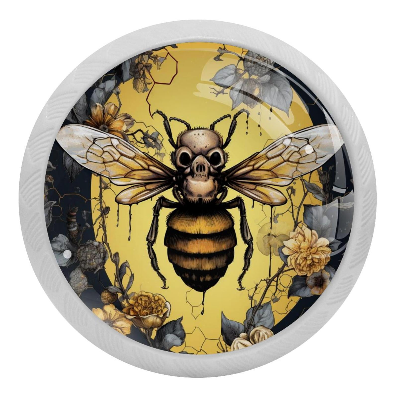 Bee Fluorescent Drawer Pulls with Screws - Round 4-Pack Glow-in-the ...
