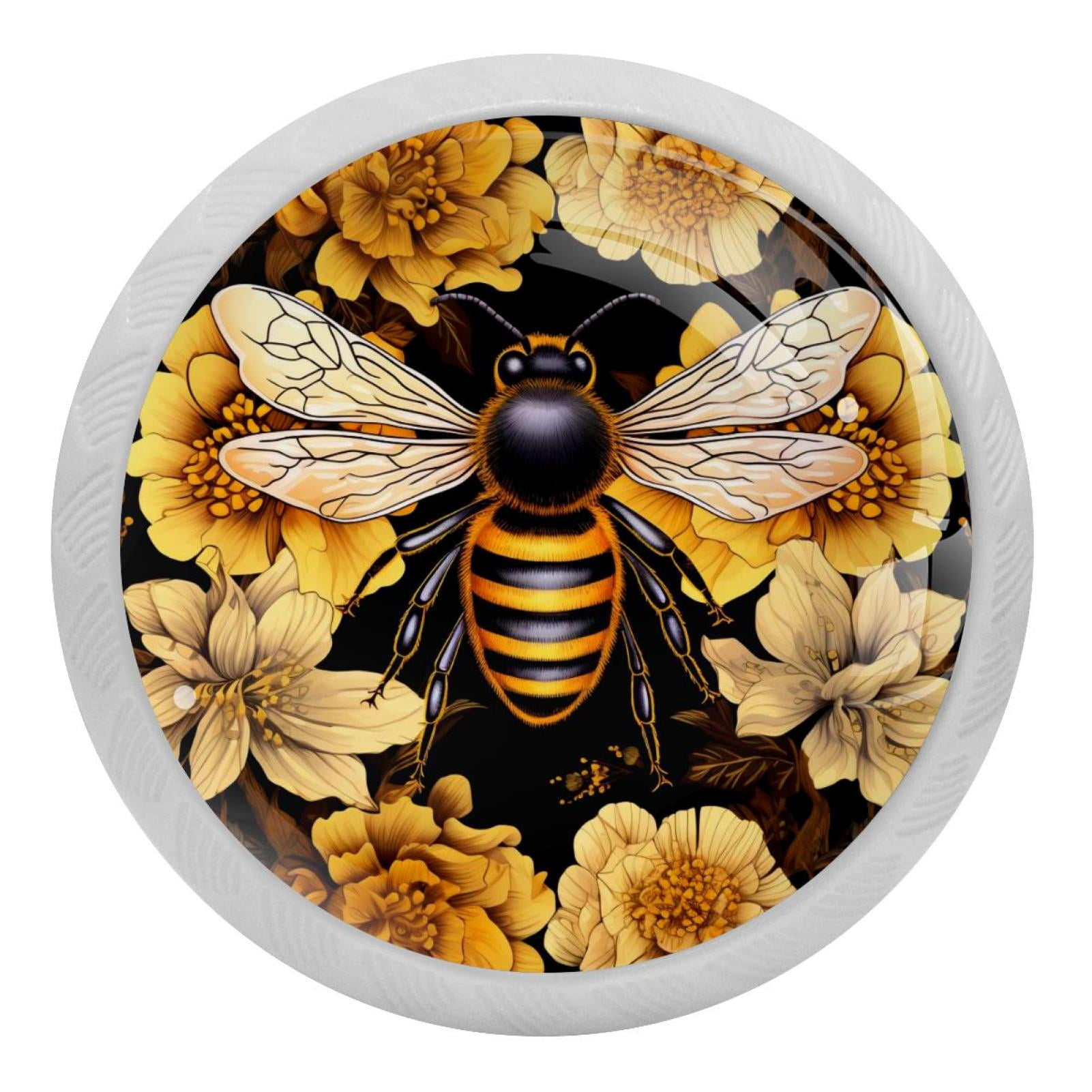 Bee Fluorescent Drawer Pulls with Screws - Round 4-Pack Glow-in-the ...