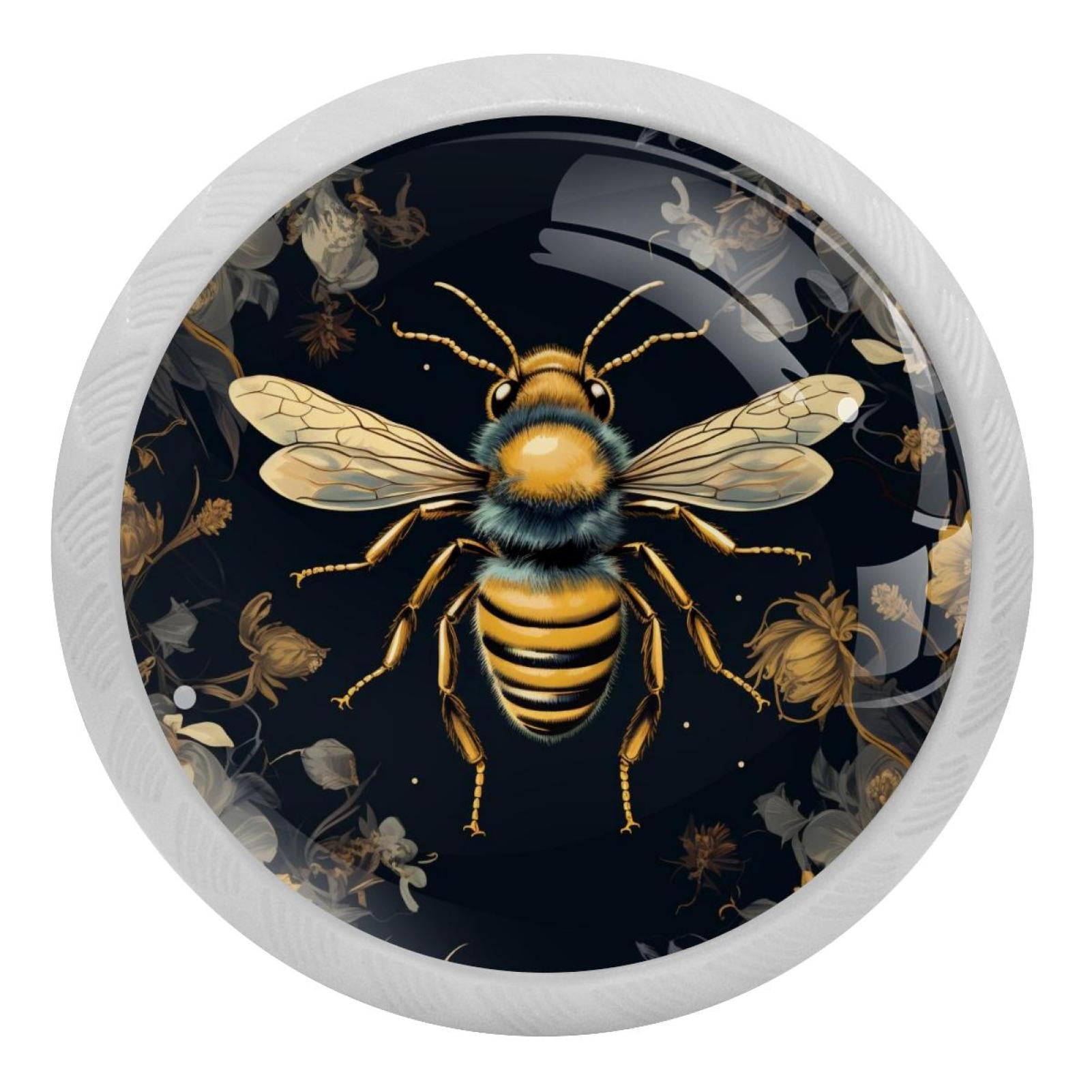 Bee Fluorescent Drawer Pulls with Screws - Round 4-Pack Glow-in-the ...